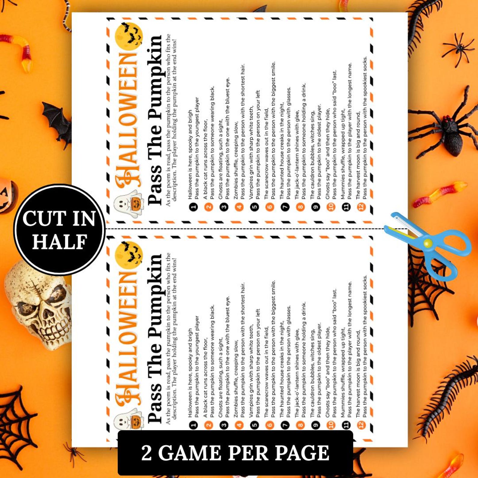 Pass the Pumpkin Halloween Game, Pass the Gift, Party Game, Printable ...