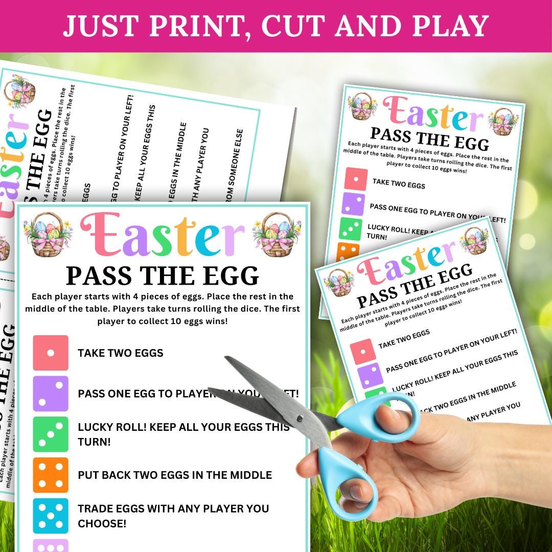 Easter Pass the Egg Game, Easter Dice Game, Easter Pass the Prize, Left ...