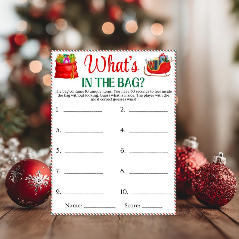 Christmas What's in the Bag Game, Printable Christmas Game, Christmas ...