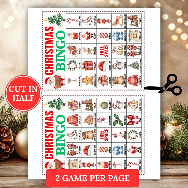 50 Christmas Bingo Cards, Christmas Bingo Game, Christmas Party Game ...
