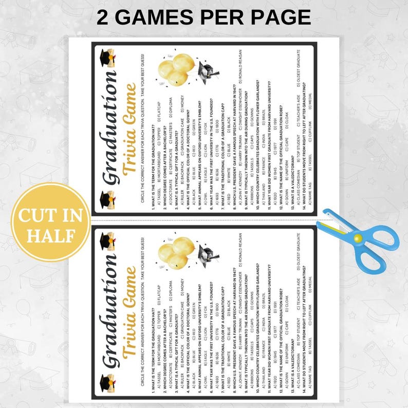 Graduation Trivia Game, Graduation Quiz Game, Printable Grad Party ...
