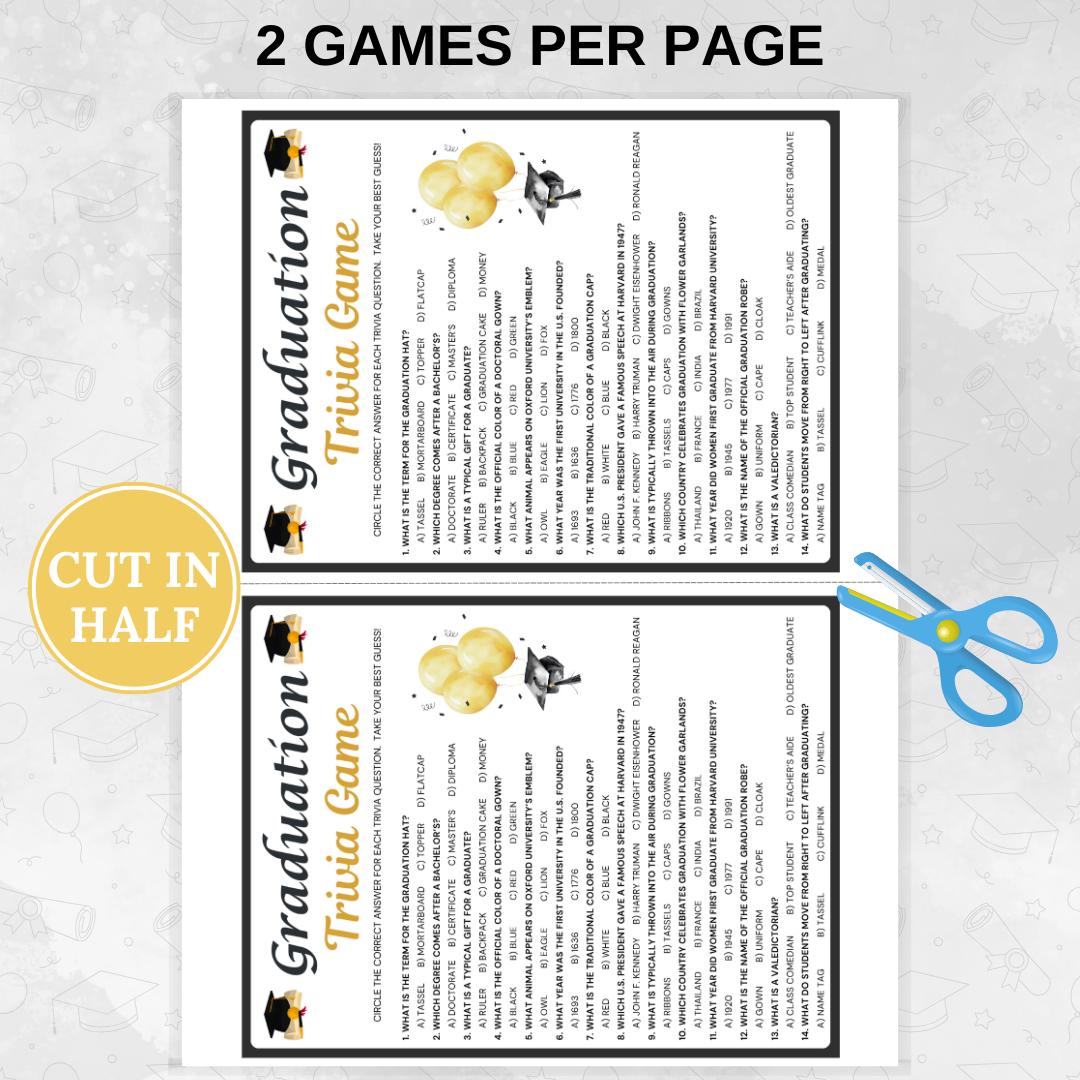Graduation Trivia Game, Graduation Quiz Game, Printable Grad Party ...