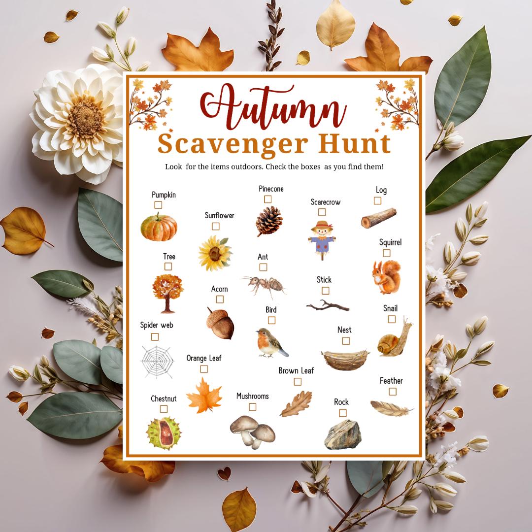 Fall Scavenger Hunt, Printable Outdoor Treasure Hunt for Kids, Hunt ...