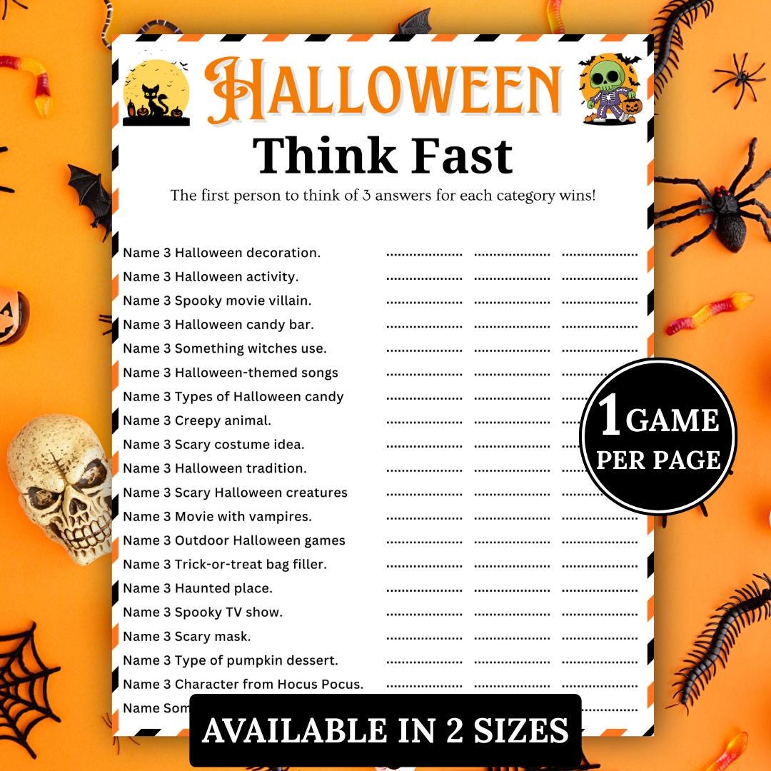 Halloween Think Fast Game, Halloween Games, Think Quick, Halloween ...