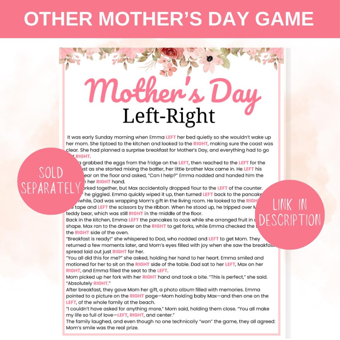 Mother's Day Word Scramble Game, Printable Mothers Day Games, Word ...