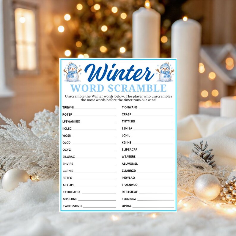 Winter Word Scramble Game, Printable Winter Game, Word Unscramble ...