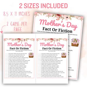 Mother's Day Trivia Game, Fact or Fiction Quiz, Mothers Day Games, Fun ...