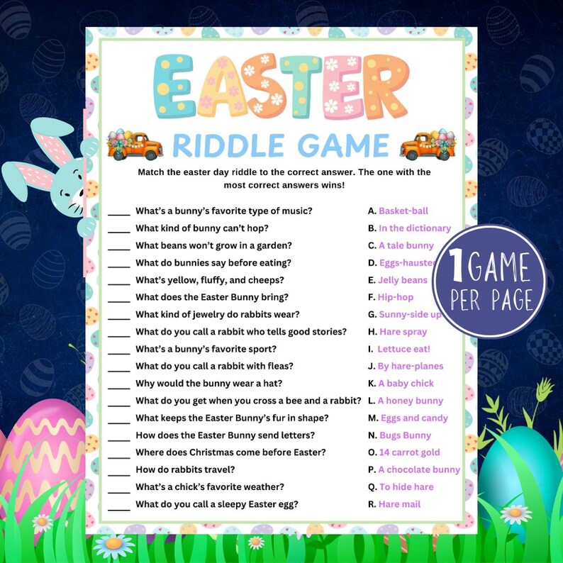Easter Day Riddle Game, Printable Easter Day Party Games, Easter Who Am ...