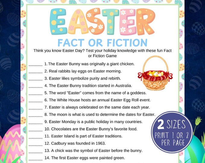Easter Trivia Game, Fact or Fiction Quiz, Easter Day Games, Fun Trivia ...