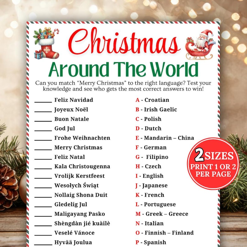 Christmas Around the World Game, Christmas Traditions, Printable ...