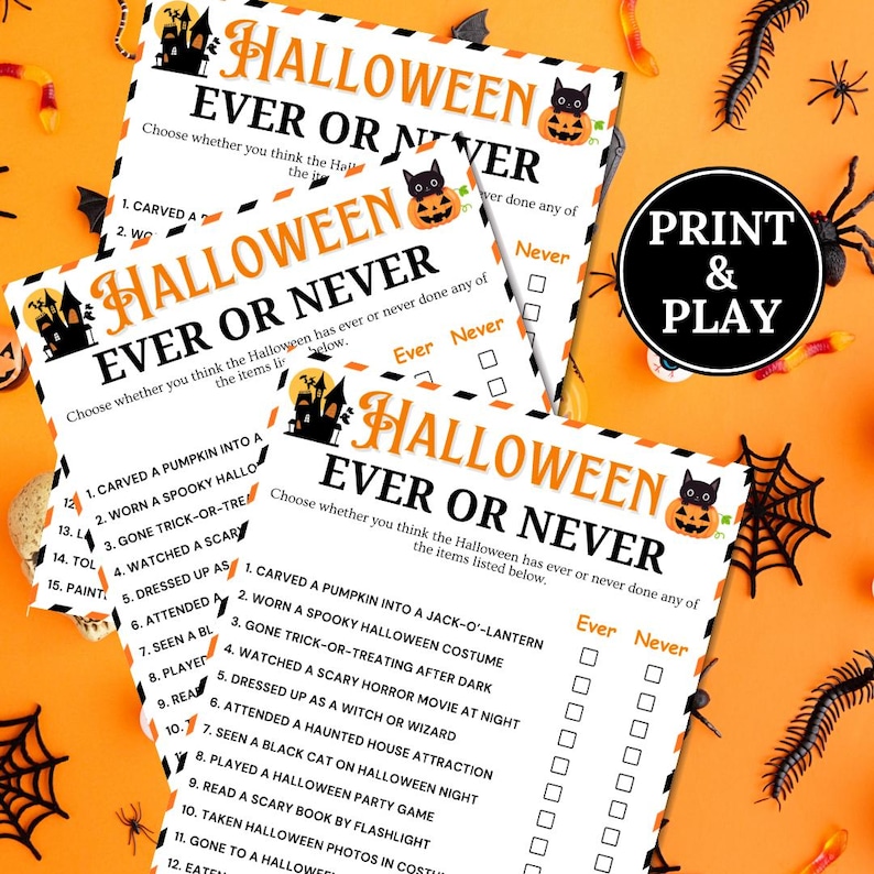 Halloween Ever or Never Game, Halloween Party Games Never Have I Ever ...