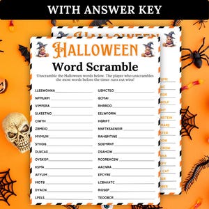 Halloween Word Scramble Game, Printable Halloween Party Games, Word ...
