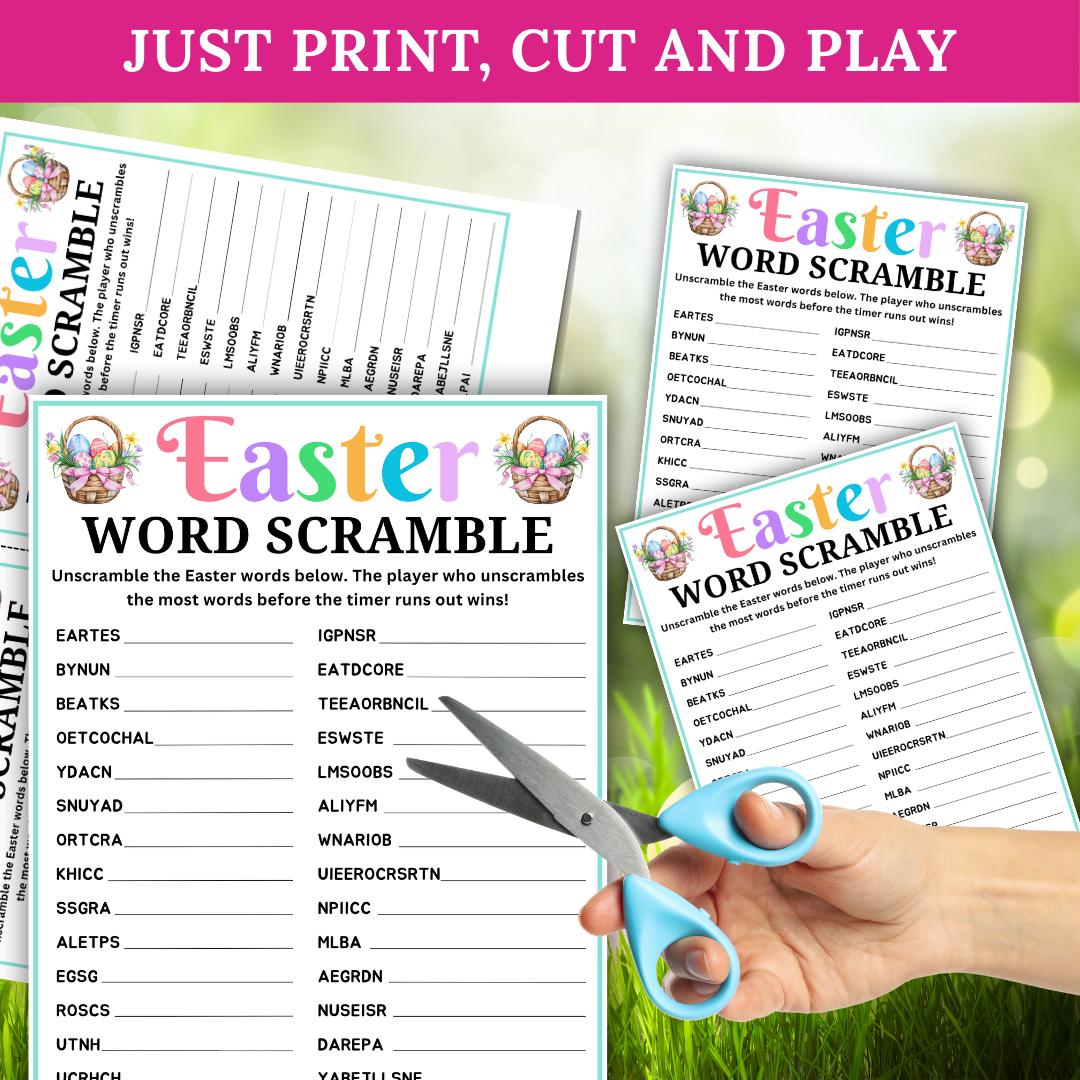 Easter Word Scramble Game, Printable Easter Game, Word Unscramble ...