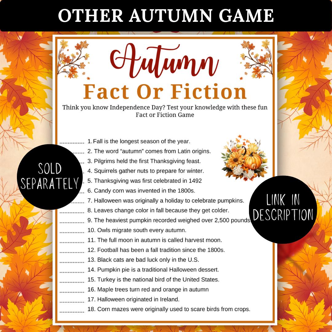 October Trivia Game, Printable October Quiz, Fall Games, Fall Party ...
