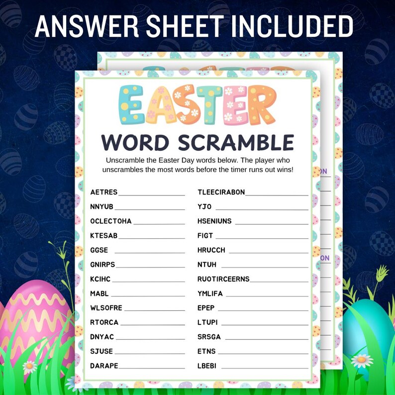 Easter Word Scramble Game, Printable Esater Games, Easter Word ...