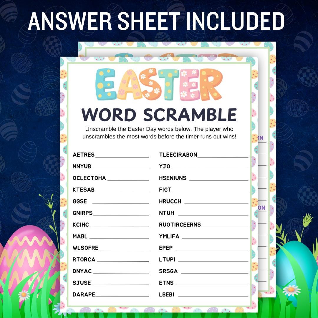 Easter Word Scramble Game, Printable Esater Games, Easter Word ...