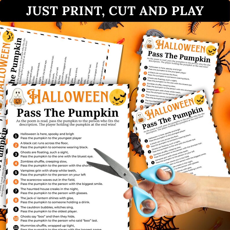 Pass the Pumpkin Halloween Game, Pass the Gift, Party Game, Printable ...