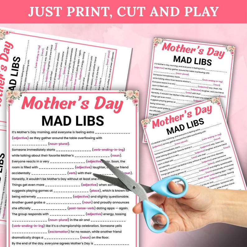 Mothers Day Mad Libs, Mother's Day Games, Mothers Day Activity for Kids ...