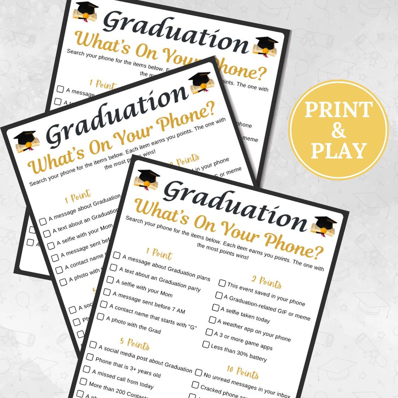 Graduation What's on Your Phone, Printable Graduation Party Game ...
