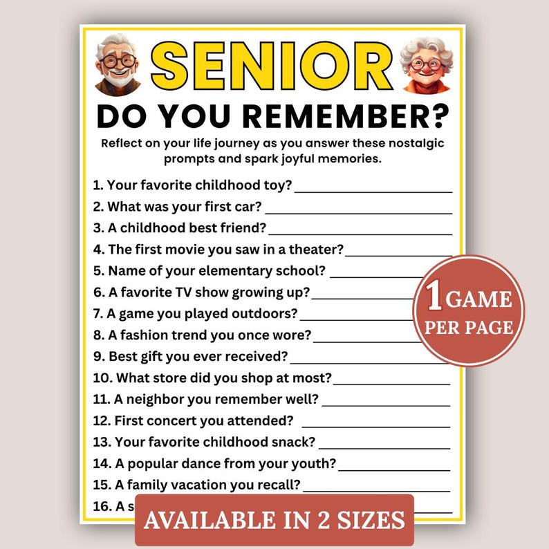 Game for Senior Citizens, Do You Remember Game, Seniors Memory Games ...