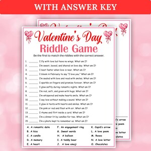 Valentine's Riddles Game, Valentines Riddle Me This Game, Holiday ...
