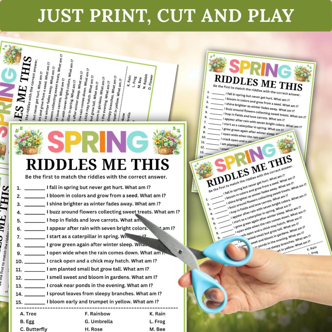 Spring Riddles Game, Riddle Me This, Holiday Riddles Game, Jokes Game ...