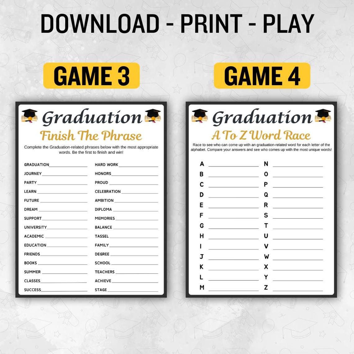 Printable Graduation Party Games, Graduation Games Bundle, Graduation ...
