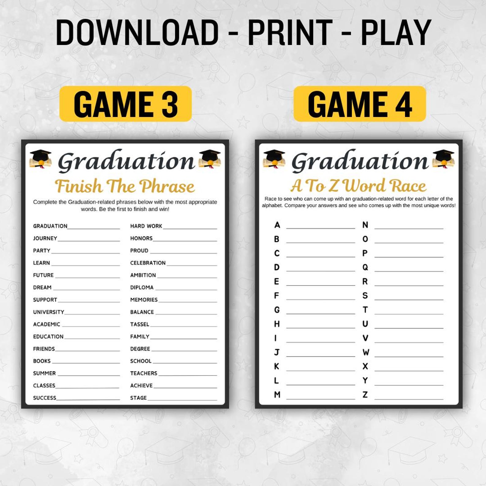Printable Graduation Party Games, Graduation Games Bundle, Graduation ...