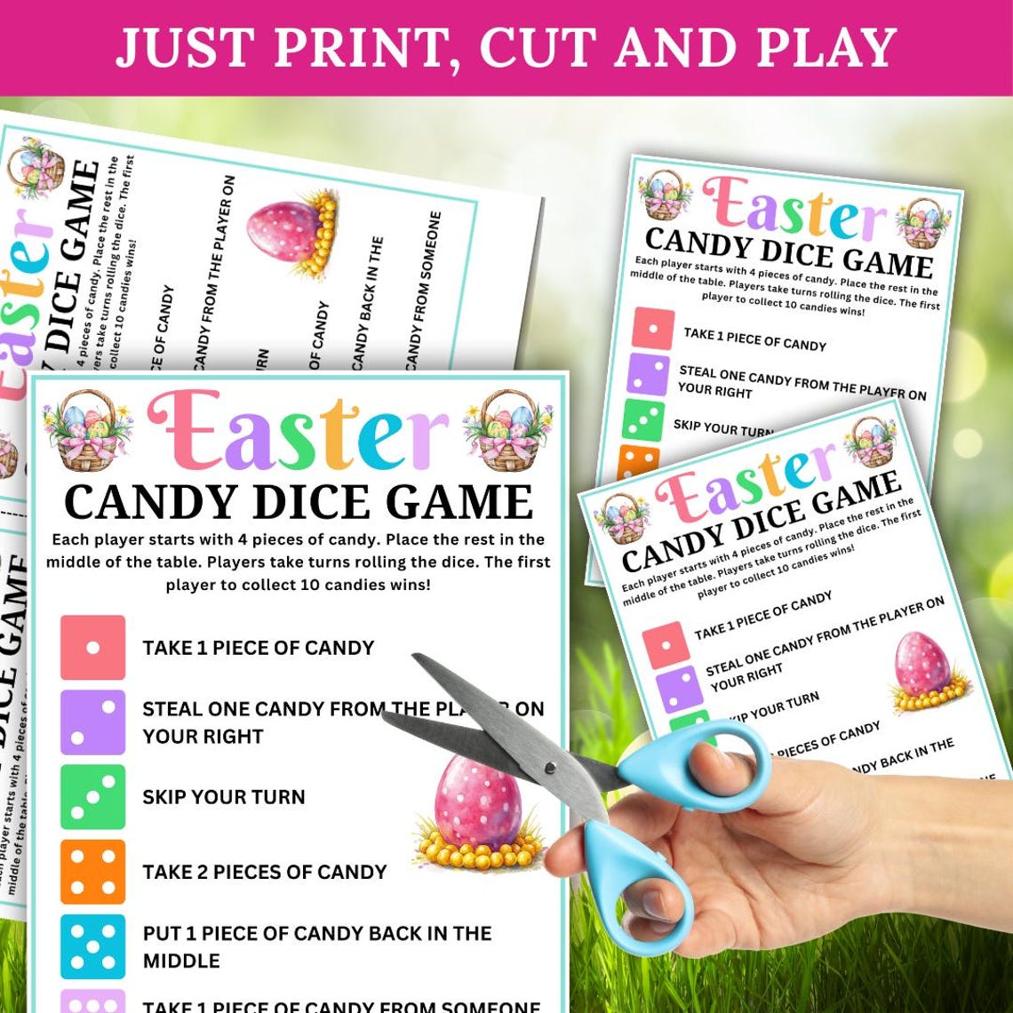 Candy Dice Game, Easter Party Game, Pass the Candy Game, Group Party ...