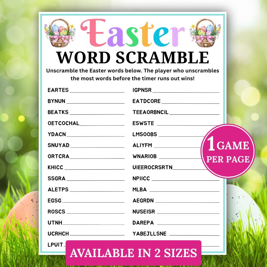 Easter Word Scramble Game, Printable Easter Game, Word Unscramble ...