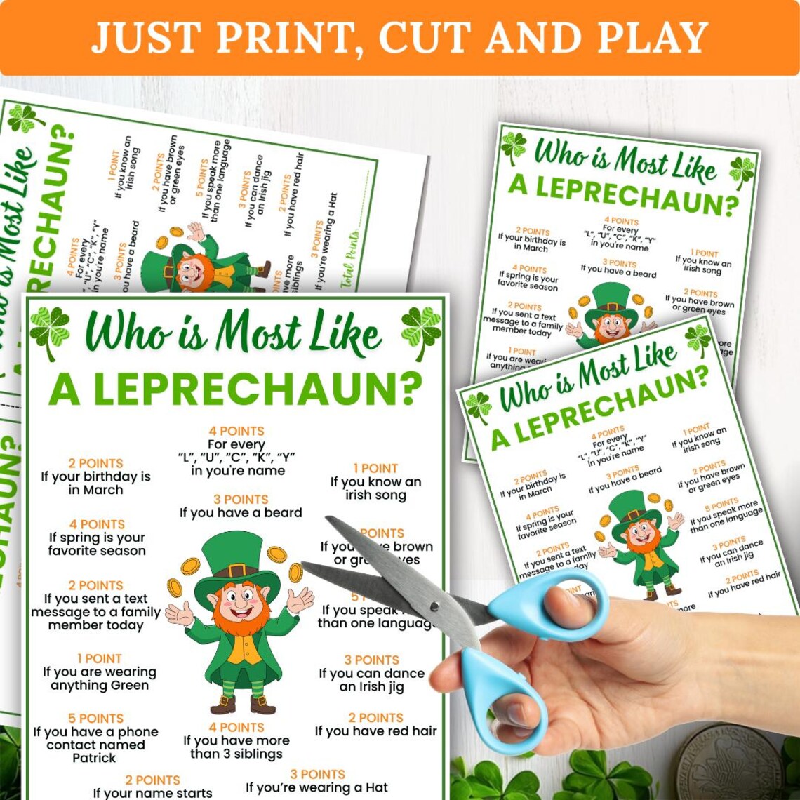 Who is Most Like Leprechaun Game, Classroom Game, St Patrick Activity ...