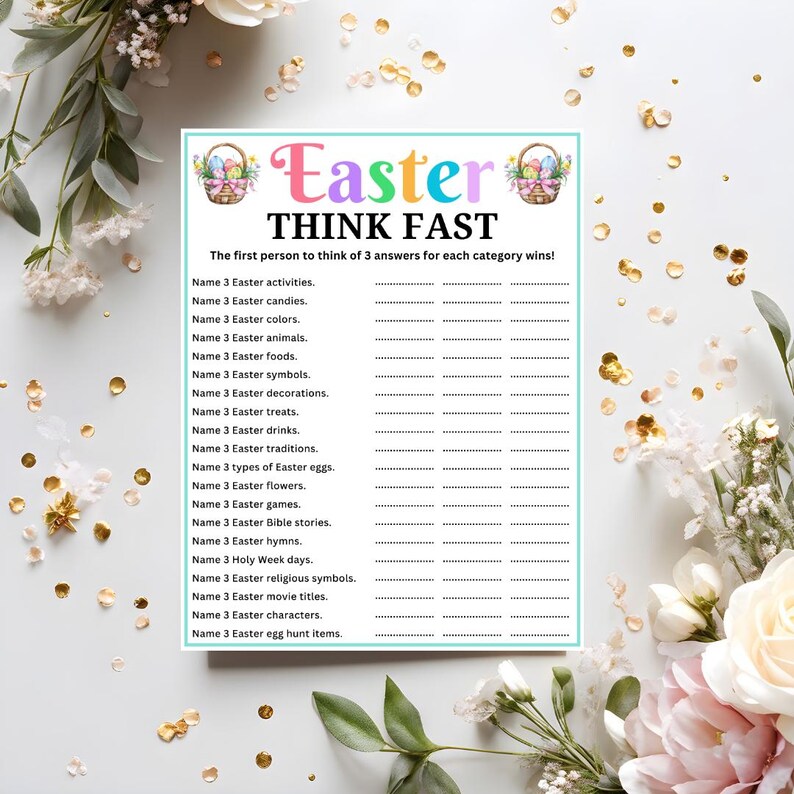 Easter Think Fast Game, Think Quick Game, Easter Trivia for Kids ...