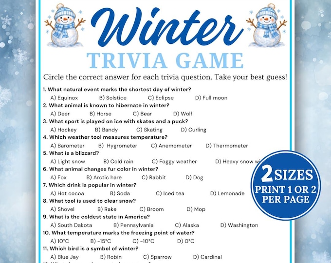 Winter Trivia Game | Christmas Party Activity (PDF Printable) - Etsy Canada