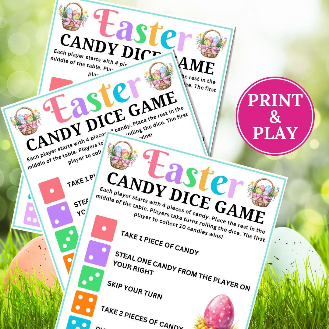 Candy Dice Game, Easter Party Game, Pass the Candy Game, Group Party ...