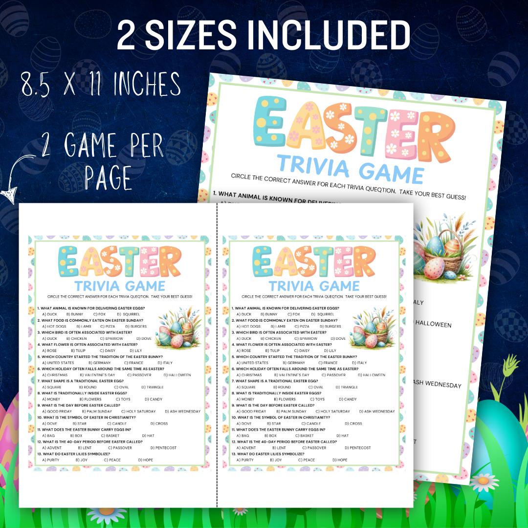 Easter Day Trivia Game, Easter Quiz Printable Game, Easter Egg Hunt ...