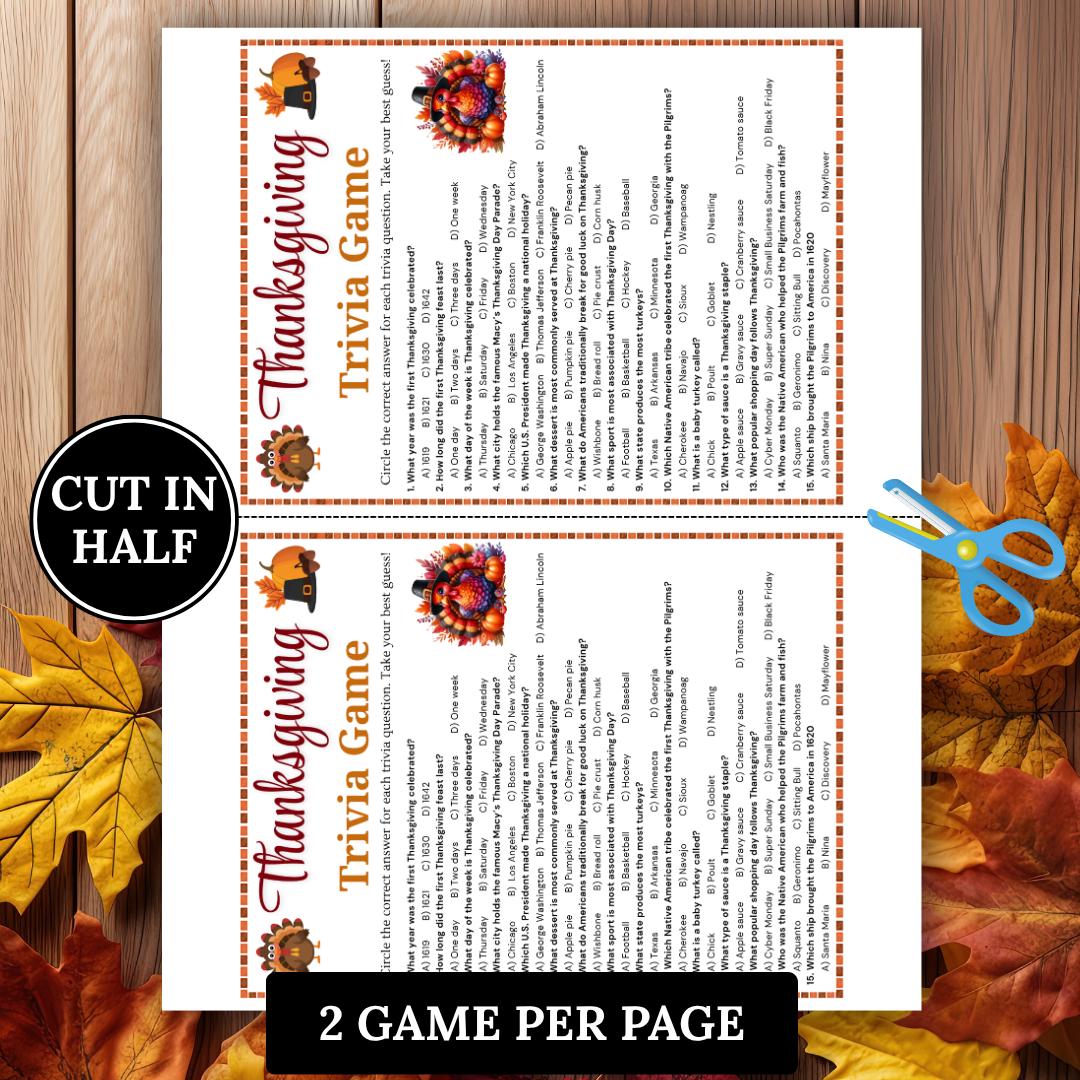Thanksgiving Trivia Game, Printable Thanksgiving Game, Fall Games ...