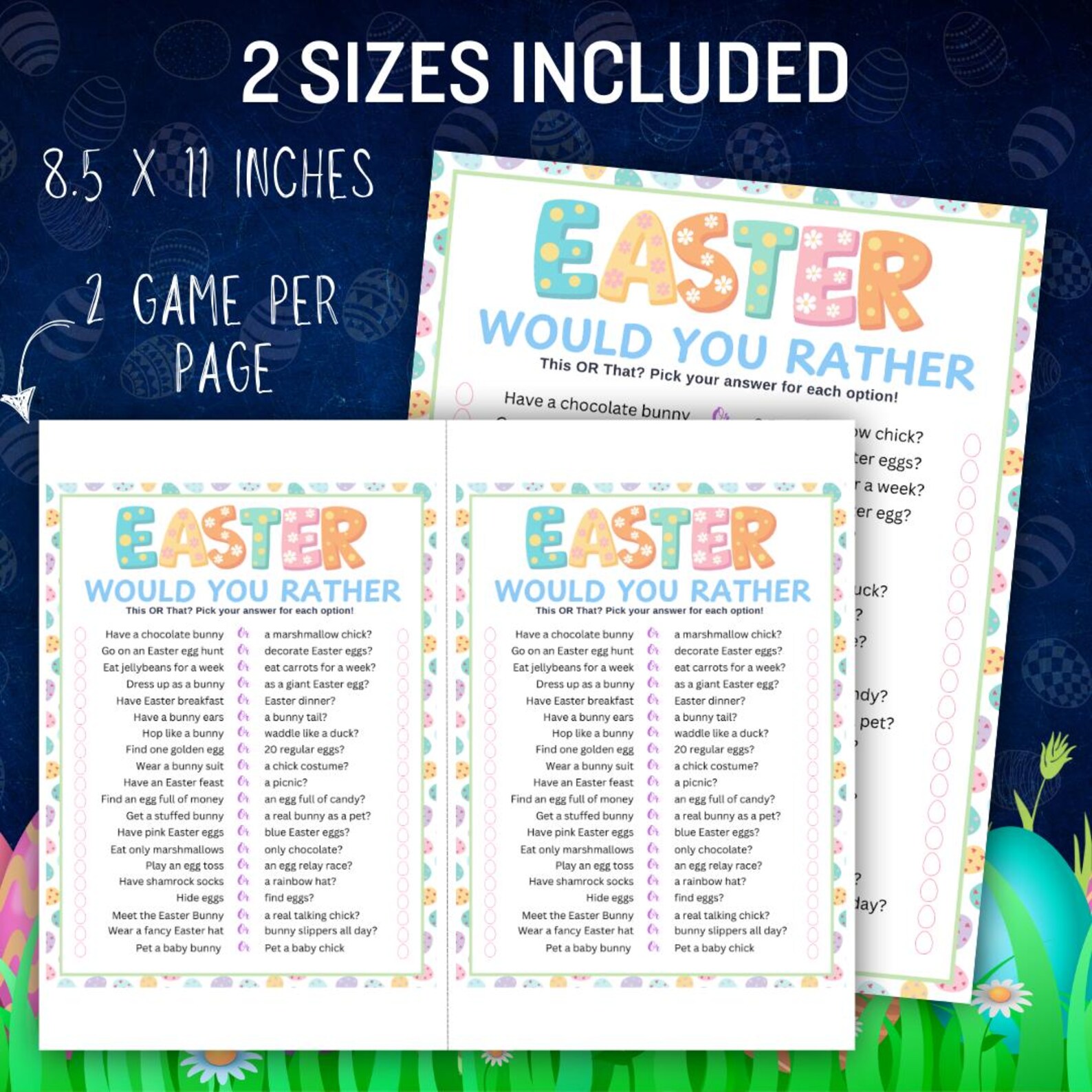 Easter Day Would You Rather Game, Printable This or That Games for Kids ...