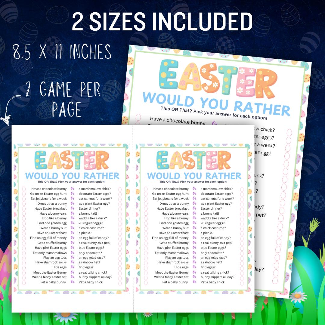 Easter Day Would You Rather Game, Printable This or That Games for Kids ...