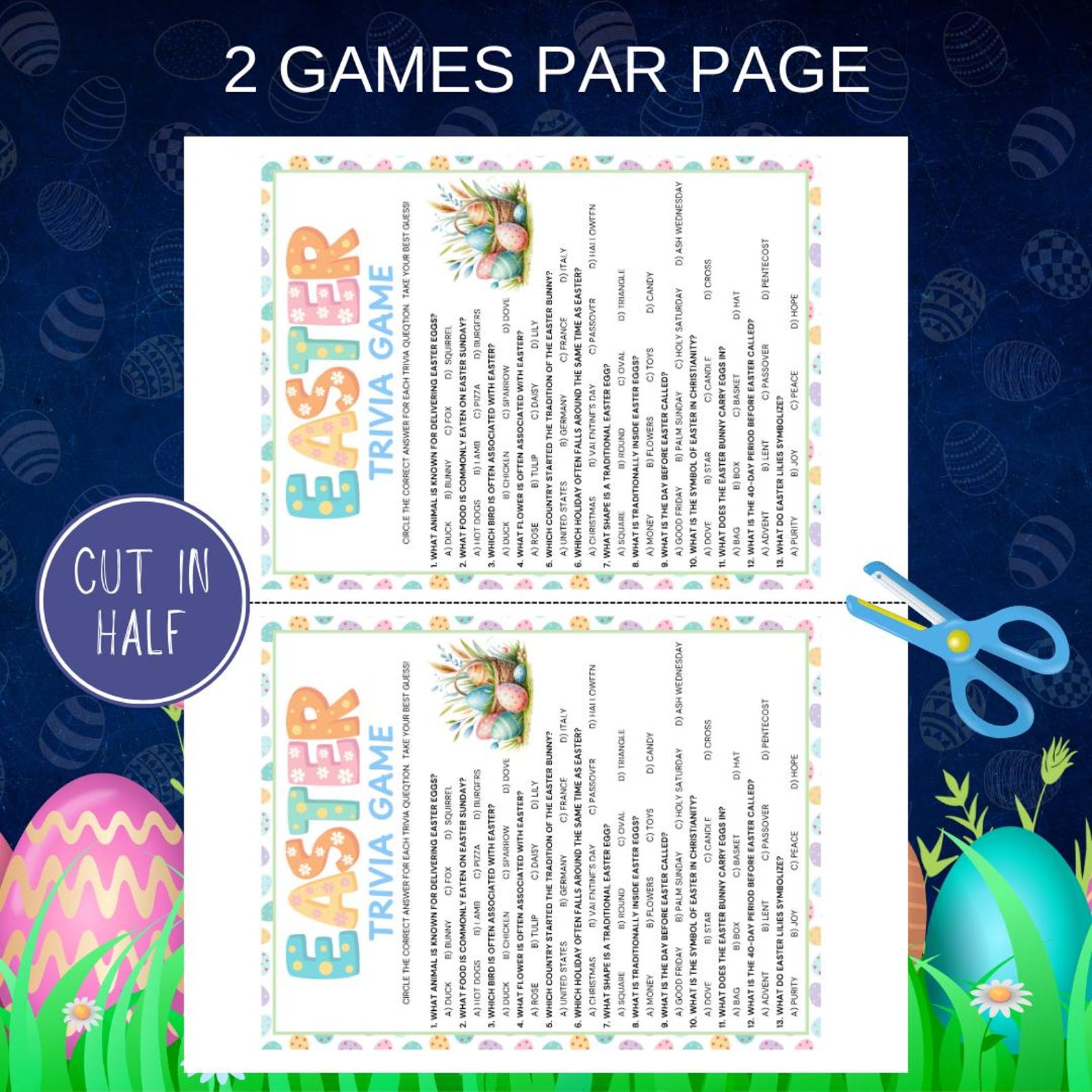 Easter Day Trivia Game, Easter Quiz Printable Game, Easter Egg Hunt ...