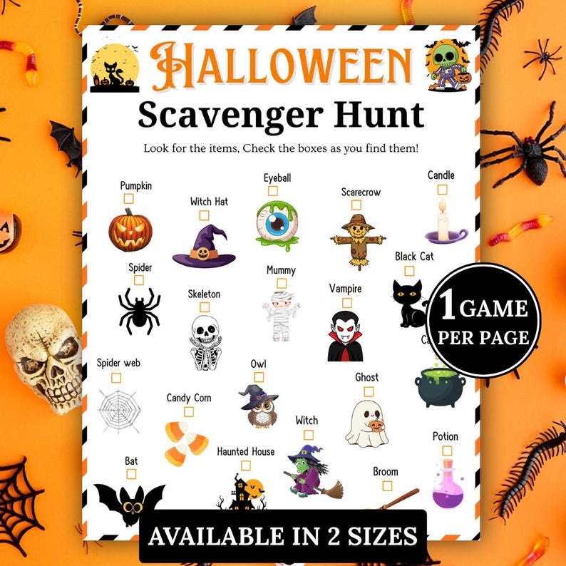 Halloween Scavenger Hunt, Printable Scavenger Hunt for Kids, Teens ...