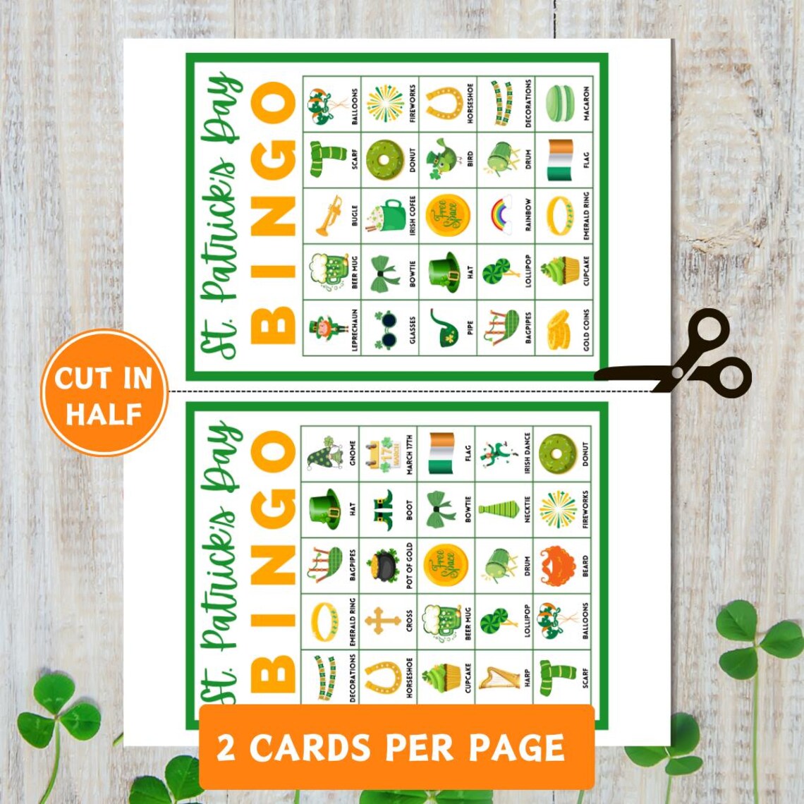 St. Patrick's Day Bingo Game, 50 St. Patrick's Bingo Cards Printable ...