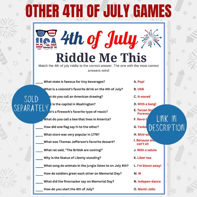 4th of July Games, Who is Most Like Uncle Sam, Patriotic Game ...