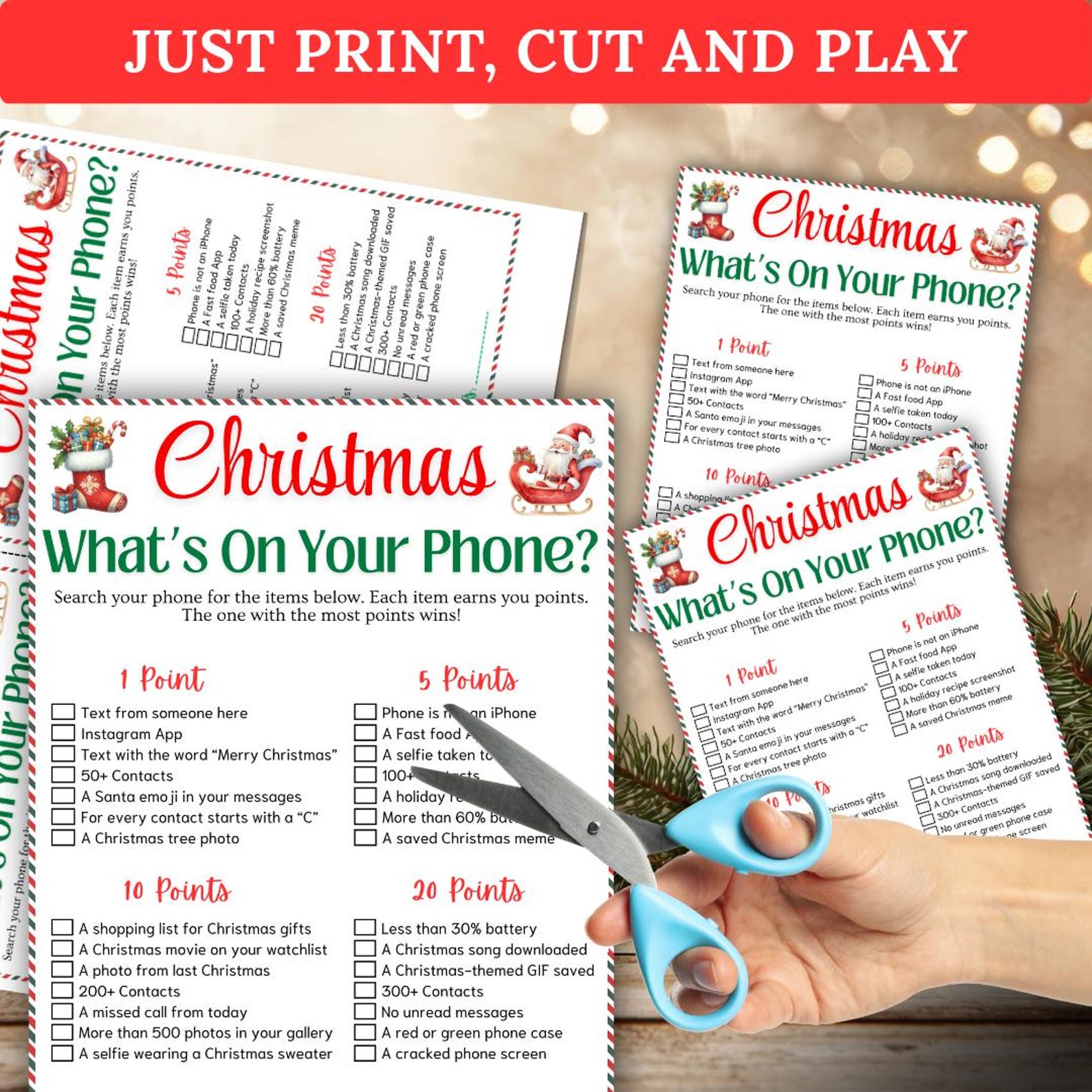 Christmas Whats on Your Phone Game, Christmas Party Game, Printable ...