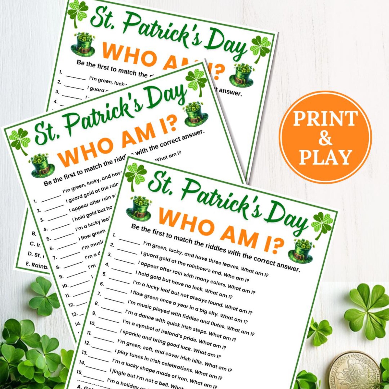 St. Patrick’s Who Am I Riddles, Holiday Riddles, St. Patrick's Day ...