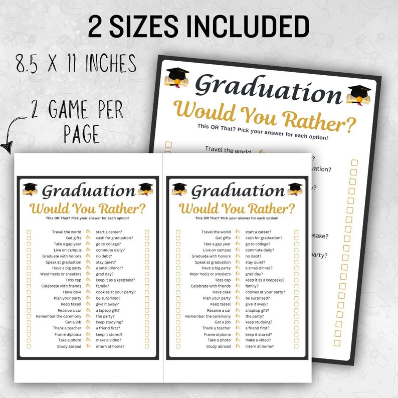 Graduation Would You Rather Game, Printable This or That Games ...