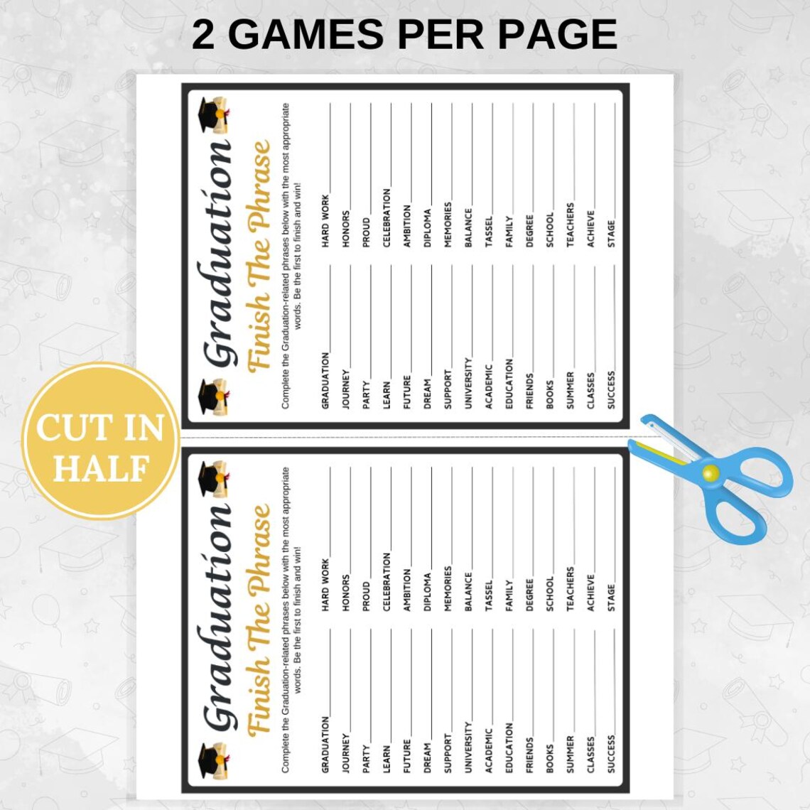 Graduation Finish the Phrase Game, Graduation Games, Printable ...