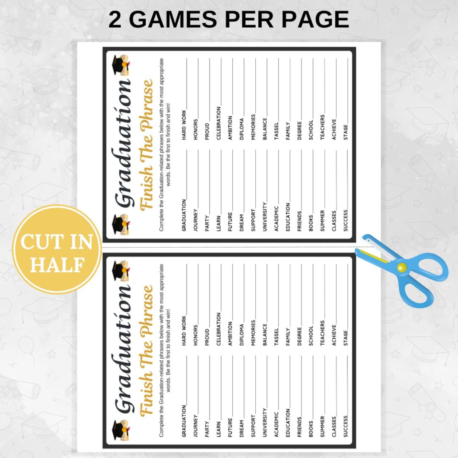 Graduation Finish the Phrase Game, Graduation Games, Printable ...