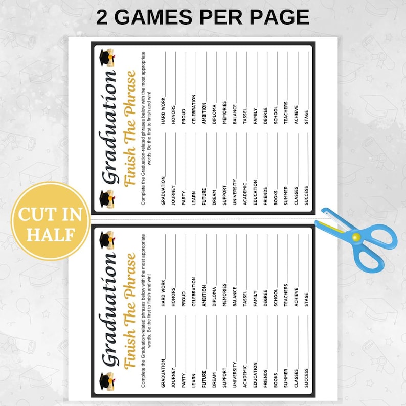 Graduation Finish the Phrase Game, Graduation Games, Printable ...