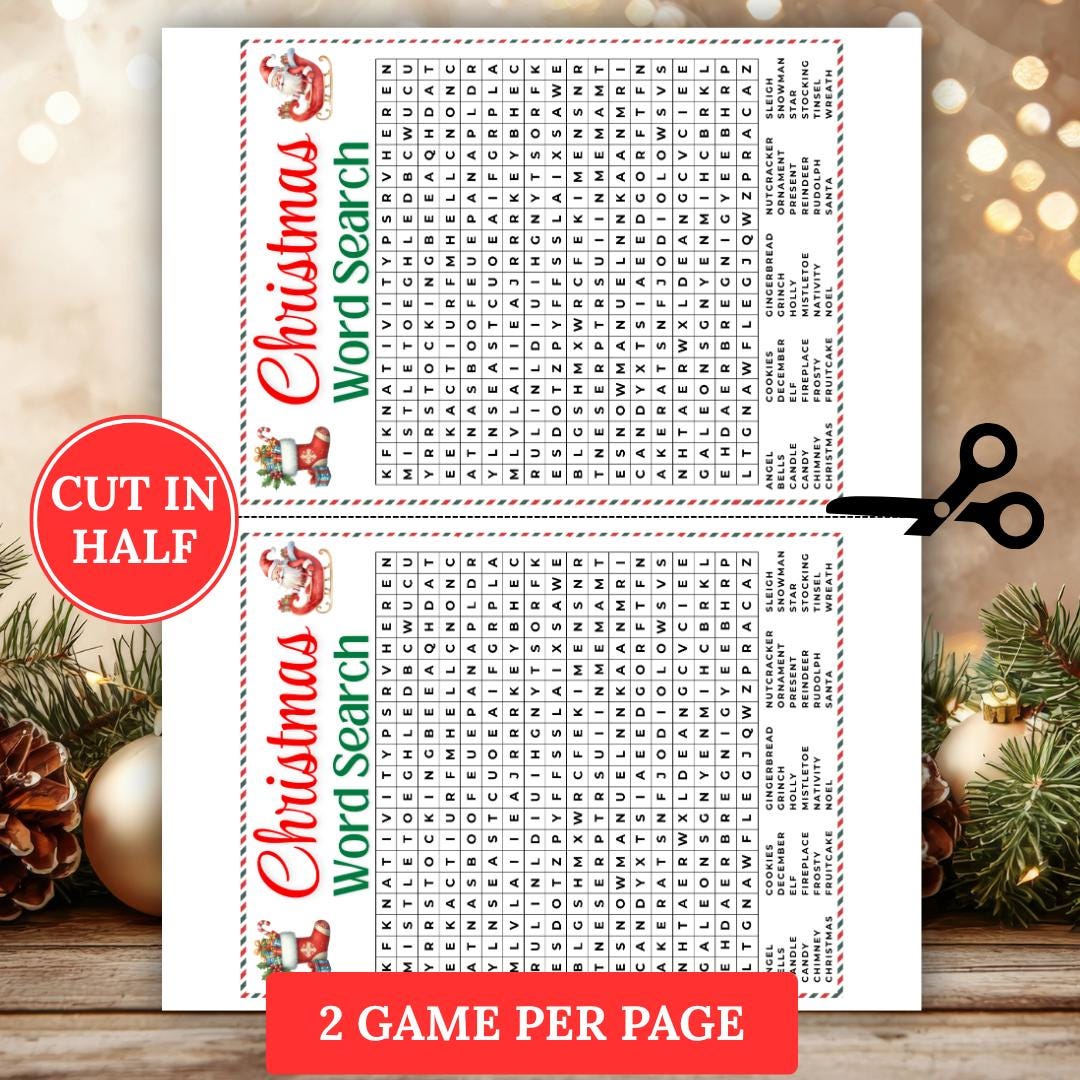 Christmas Word Search Game, Christmas Party Game, Word Search Puzzle ...