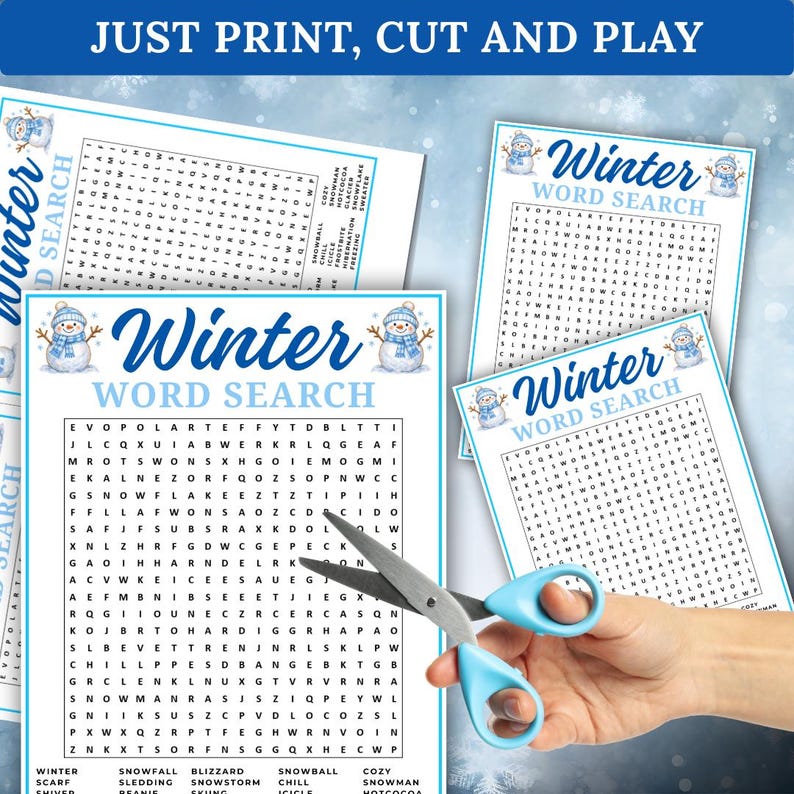 Winter Word Search Game, Winter Party Game, Word Search Puzzle for Kids ...